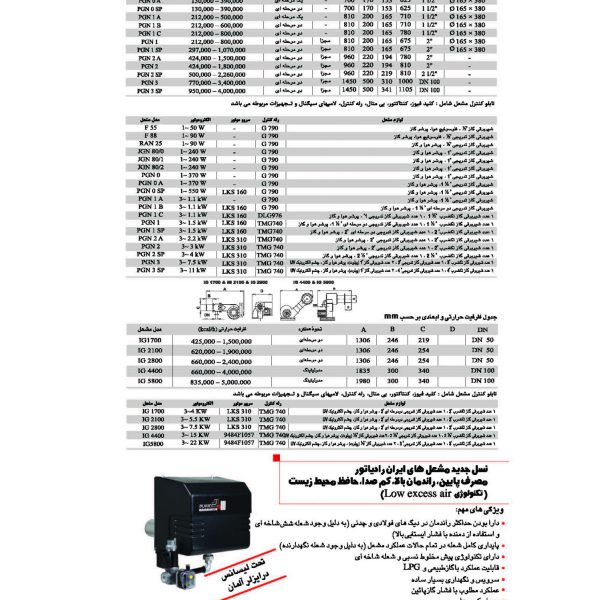 قیمت مشعل گازی ایران رادیاتور مدل IG 3400 | تاسیسات حرارتی و برودتی شوفاژ
